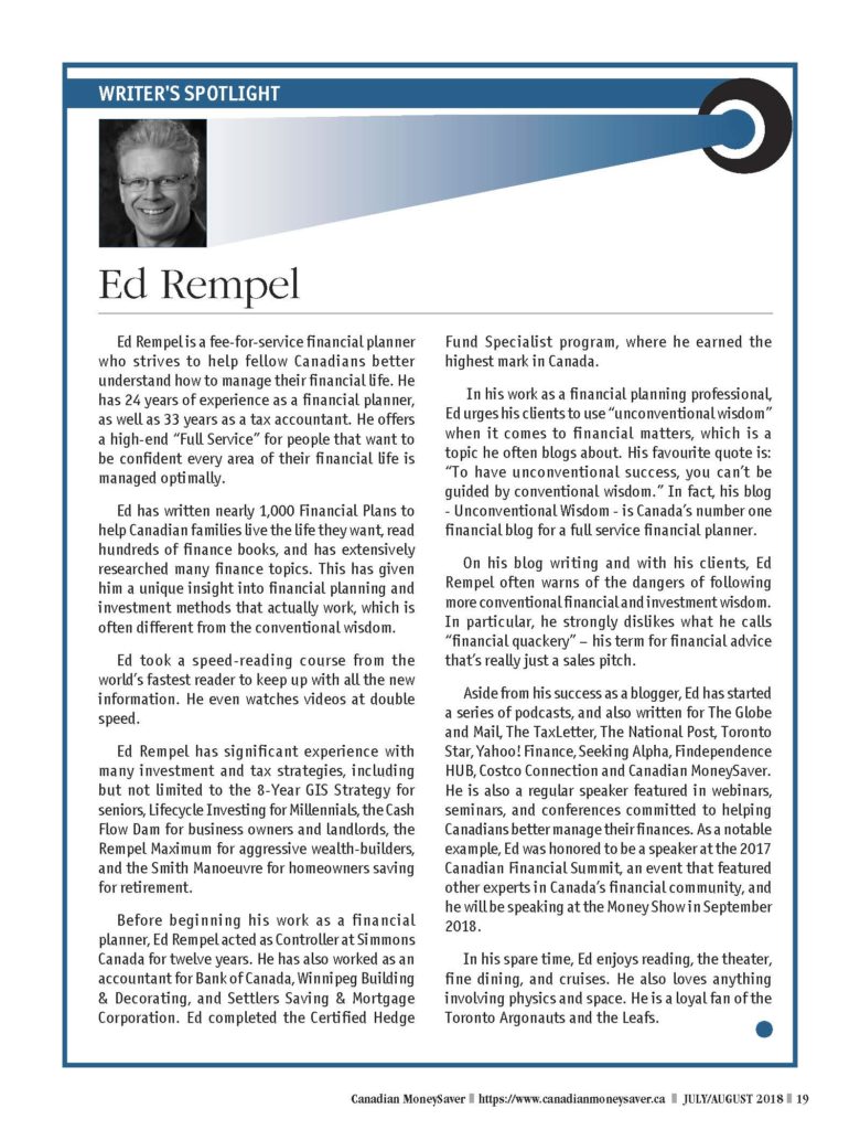 Thrilled by a full page "Writer Spotlight" in Canadian MoneySaver ...